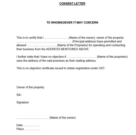 Consent Letter For Gst Size Limit Format To Download And Noc