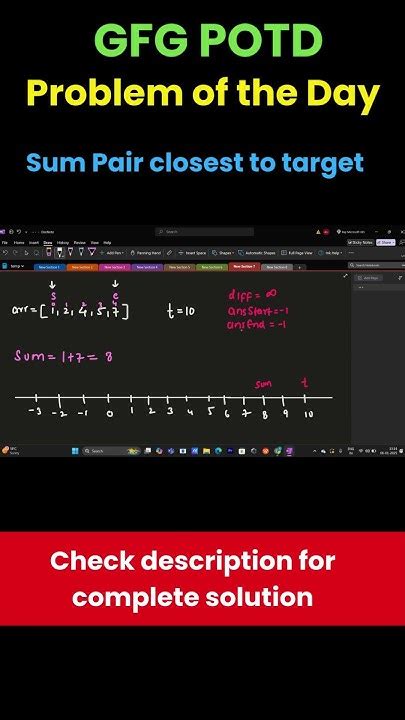 sum pair closest to target gfgpotd gfgpractice gfgpotdtoday dsa education shortsfeed