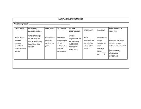 Sample Planning Matrix Pdf