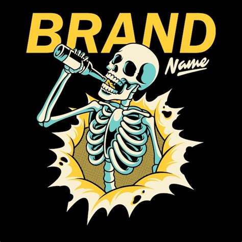 Vector Illustration Skull Drinking Beer Premium Vector
