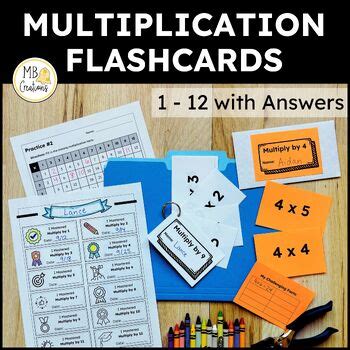 Multiplication Flash Cards Printable To 12 With Answers On Back And
