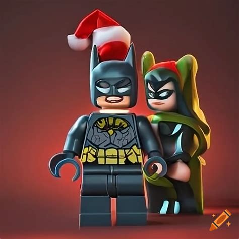 Lego Batman And Catwoman Wearing Christmas Hats On Craiyon