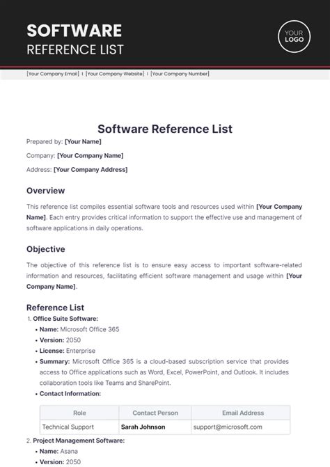 Free Reference List Templates Editable And Printable