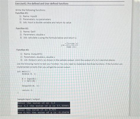 Solved Write The Following Functions Function 1 1 Name