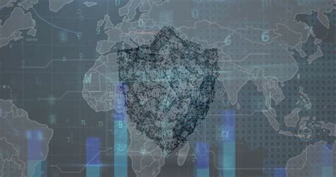 Image Of Cyber Security Concept Icons And Data Processing Against World Map On Grey Background
