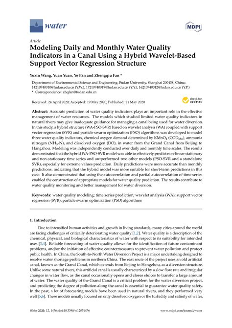 Pdf Modeling Daily And Monthly Water Quality Indicators In A Canal Using A Hybrid Wavelet