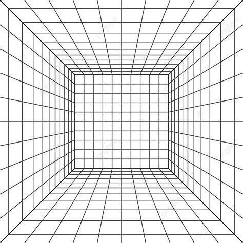 Wireframe Perspective Cube Grid Wire Background Design Cube