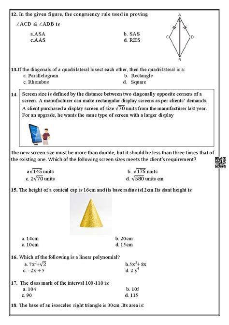 Class 9 Maths Sample Paper 2025 Pdf