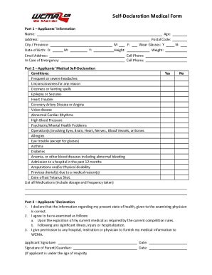 Fillable Online Self Declaration Medical Form Fax Email Print PdfFiller