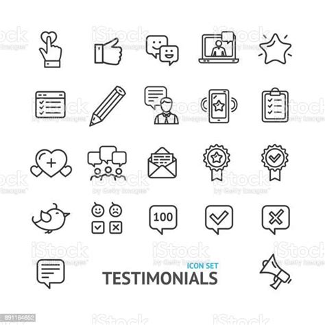 평가 피드백 및 검토 표지판 블랙 얇은 라인 아이콘 세트 벡터 조언에 대한 스톡 벡터 아트 및 기타 이미지 조언 말하기 감탄 Istock