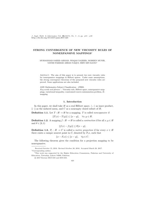 PDF STRONG CONVERGENCE OF NEW VISCOSITY RULES OF NONEXPANSIVE MAPPINGS