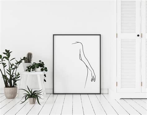Female Line Art Print Abstract Body Print Minimalist Woman Etsy