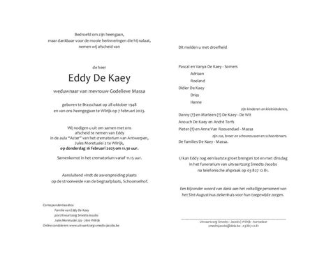 Eddy De Kaey 07 02 2023 In Gedachten