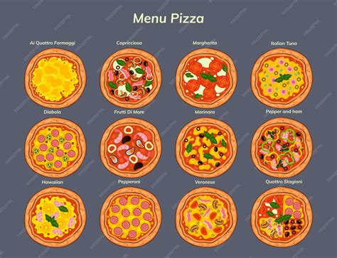 Premium Vector Collection Of Different Types Of Pizza