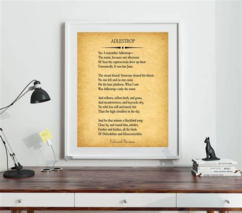 Adlestrop By Edward Thomas 1914 Poetry Poster Poetry Decor Etsy