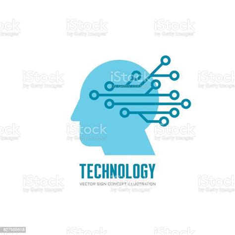 기술인간의 머리와 전자 네트워크벡터 아이콘 개념 그림 디지털 칩 기호입니다 개념에 대한 스톡 벡터 아트 및 기타 이미지 개념 개념 기호 개발 Istock