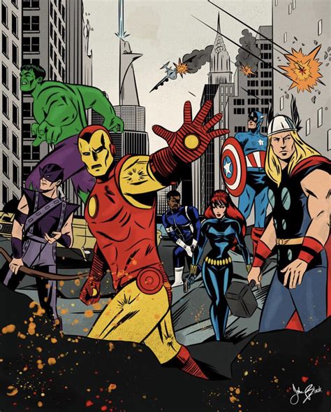 Classic Avengers Art By Johnblack Rmarvel
