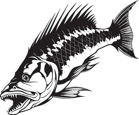 Serrated Specter Black Iconic Predator Fish Skeleton Vector Design