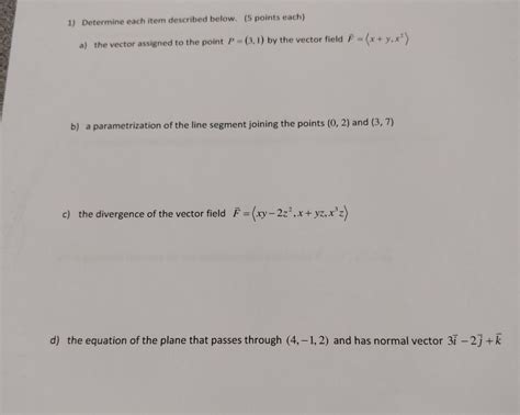 Solved 5 Points Each 1 Determine Each Item Described
