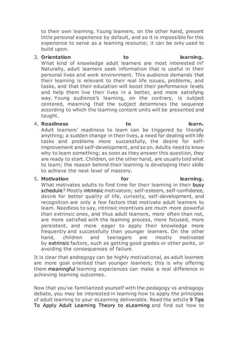 5 Differences Of Pedagogy Vs Andragogy In Learning Docx