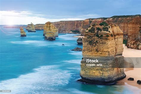 해질녘까지 12 사도 상 그레이트 오션 로드 빅토리아 오스트레일리아 베이 아일랜드 해안 공원에 대한 스톡 사진 및 기타 이미지 베이 아일랜드 해안 공원 그레이트 오션