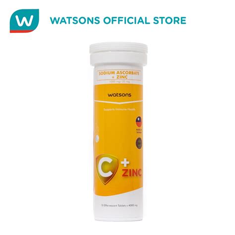 Watsons Sodium Ascorbate Zinc 1000g 35mg Effervescent Tablet Contains 10 Tablets Shopee