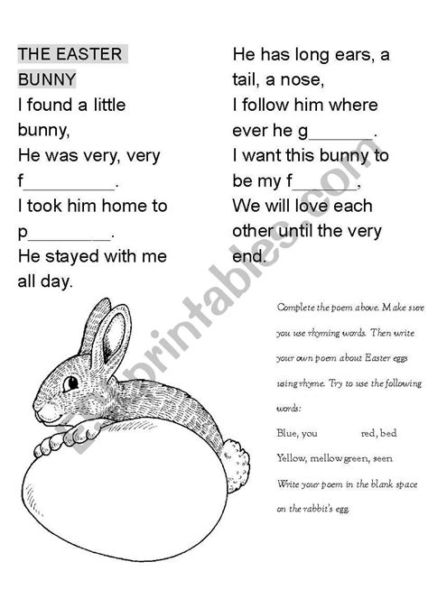 Easter Poem Esl Worksheet By Jackiecr