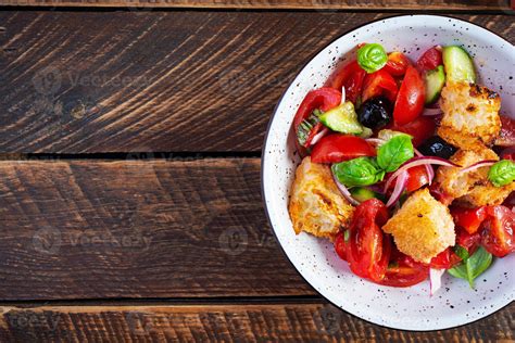Traditional Italian Salad Tuscan Panzanella With Tomato Bread And