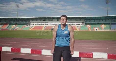 Exhausted Sportsman Breathing With Closed Eyes Stock Video Video Of