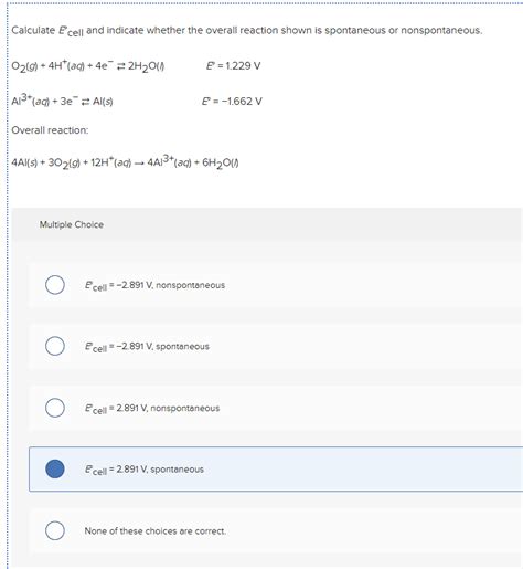 Solved Calculate Ecell And Indicate Whether The Overall