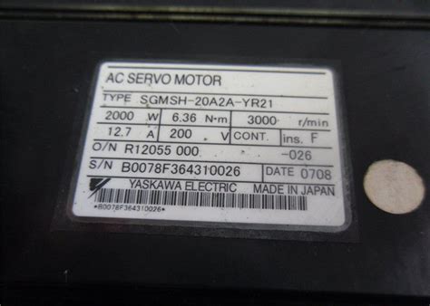 Yaskawa Sgmsh 20a2a Yr21 Servo Motor Utsae B17bb4 Internal Encoder 17 Bit