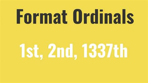 Format Numbers To Ordinals