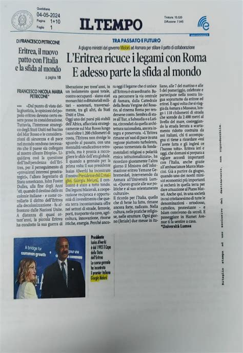 Eritrea Mends Ties With Rome And Now The Challenge To The World Begins