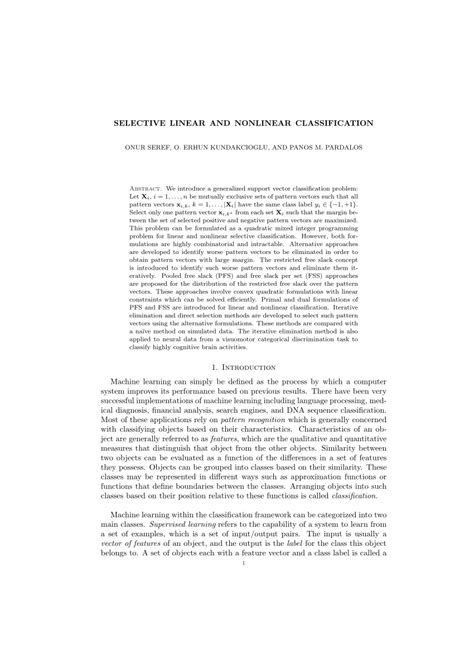 PDF Selective Linear And Nonlinear Classification