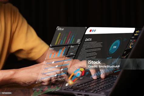 기술 재무 운영 영업 마케팅을 위해 데이터베이스에 연결된 Kpi 및 메트릭을 사용하여 차트가 있는 비즈니스 분석 대시보드에서