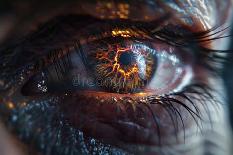 A Closeup Of An Iris Burning With Golden Flame Capturing The Intricate Detail Of The Human Eye