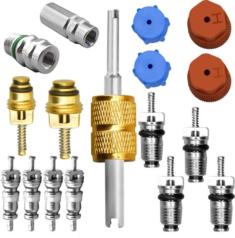 17 Pcs Air Conditioning Valve Core Kit R12 To R134a Conversion Kit