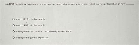 Solved In A Dna Microarray Experiment A Laser Scanner