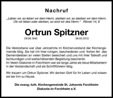 Traueranzeigen Von Ortrun Spitzner Trauernnde