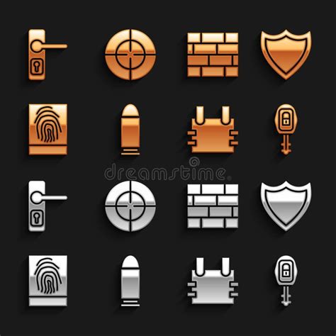 Set Bullet Shield Car Key With Remote Bulletproof Vest Fingerprint Bricks Door Handle And