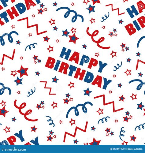 Happy Birthday Greeting Text Seamless Vector Pattern Background Fun