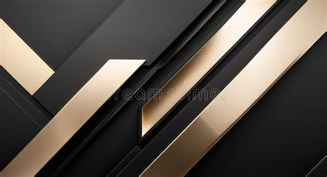 Abstract Black And Gold Geometric Design With Angular Shapes And Lines Modern Art Stock Image
