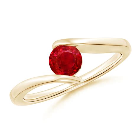 Bar Set Solitaire Round Ruby Bypass Ring