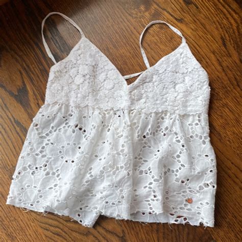 Tops Eyelet White Cotton Camisole Lace From Abercrombie Fitch S