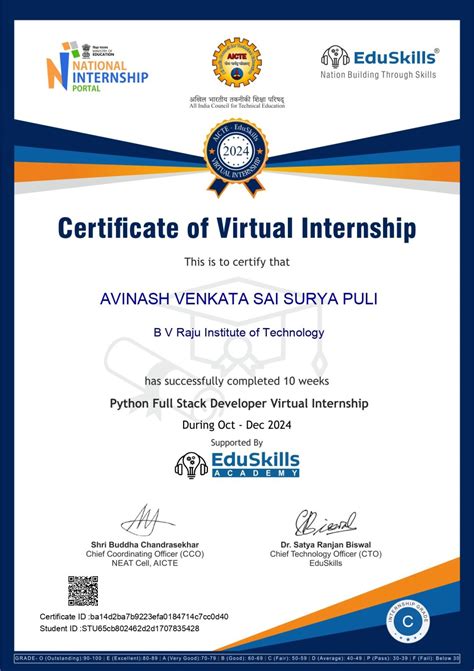 python fullstackdevelopment internship learning aicte eduskills