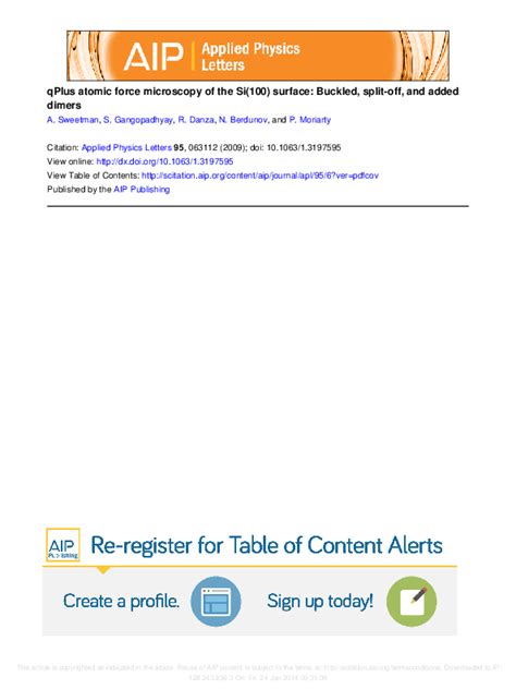 Pdf Qplus Atomic Force Microscopy Of The Si100 Surface Buckled Split Off And Added Dimers