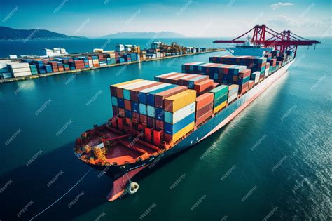 Efficient International Trade Container Ship Loading And Unloading In Deep Seaport Premium Ai