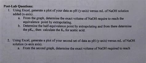 Solved Post Lab Questions 1 Using Excel Generate A Plot