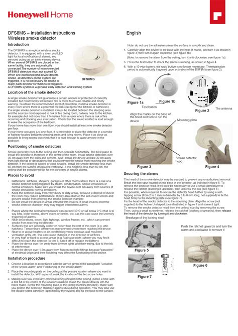 Honeywell Wireless Smoke Detector Dfs8ms Installation Instructions