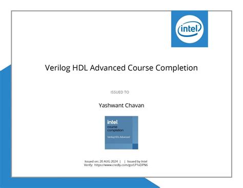 Finished Verilog Hdl Course At Intel Yashwant Chavan Posted On The Topic Linkedin
